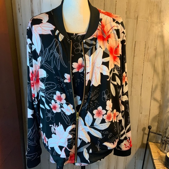 IMAN | Tops | Iman Two Piece Floral Jacket And Tank Jacket Xl And Tank ...